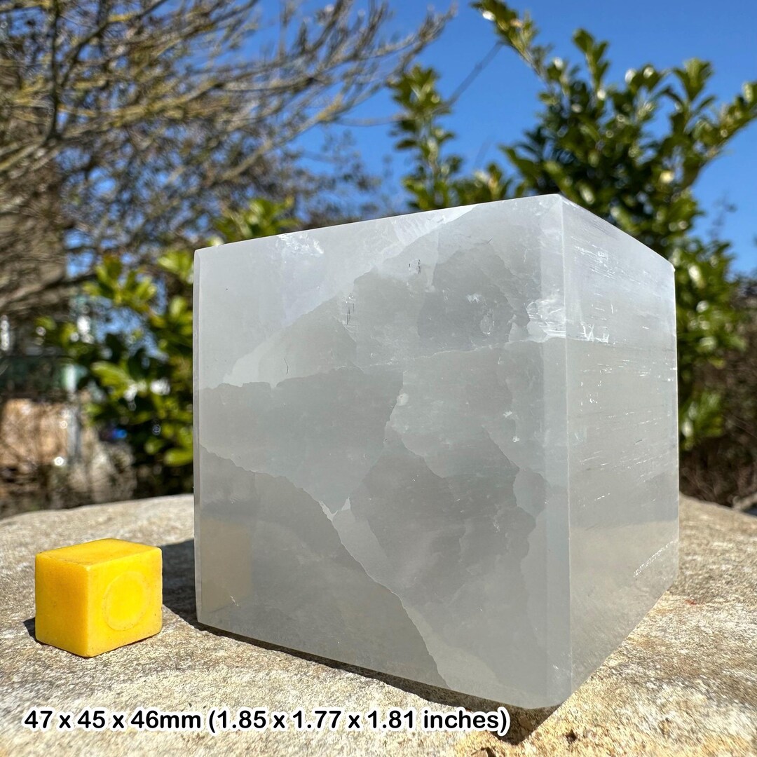 Certified Selenite 'tv' Block - Natural Crystal Magnifier, Spiritual ...