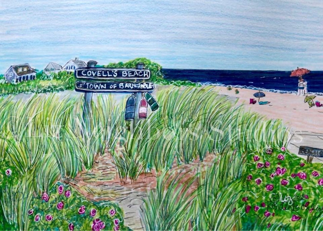 Liz Neighbors Art "covell's Beach" Matted Print Cape Cod -centerville ...