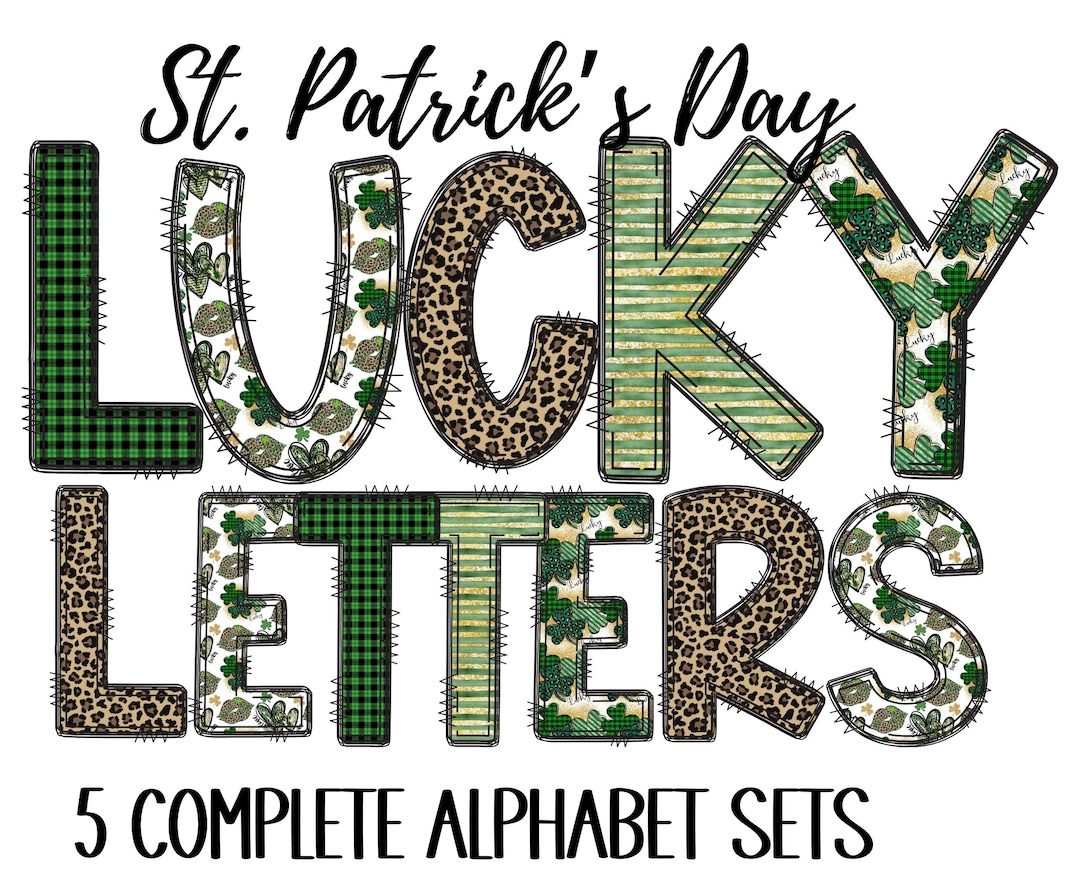 St. Patrick's Day Doodle Alphabet, St Patricks Day PNG Letters, 5 ...