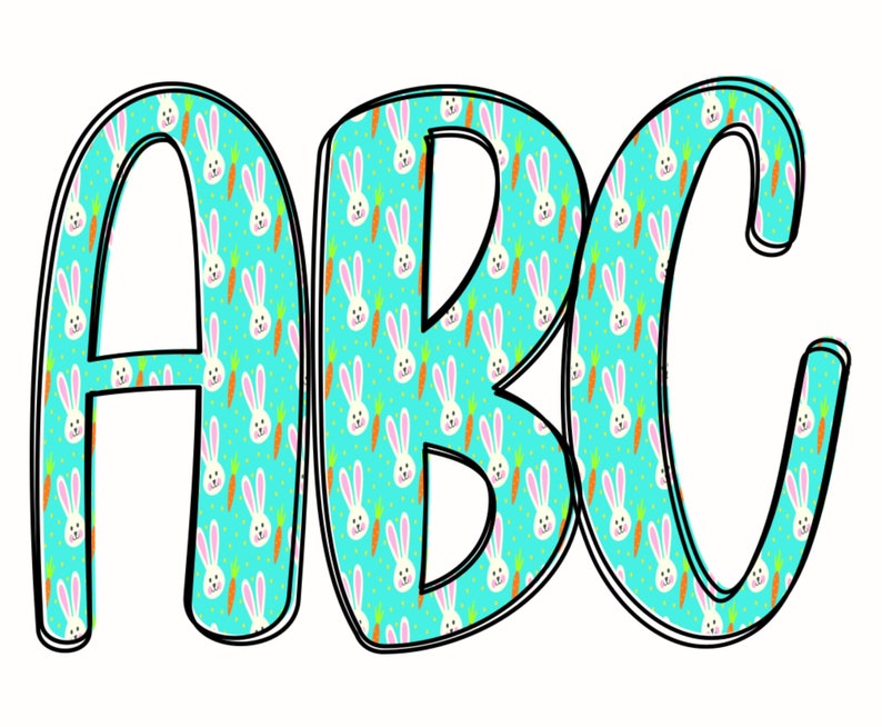 Easter Alphabet Pngs, 5 Colorful Alphabet Letters With Clipart, Cute ...