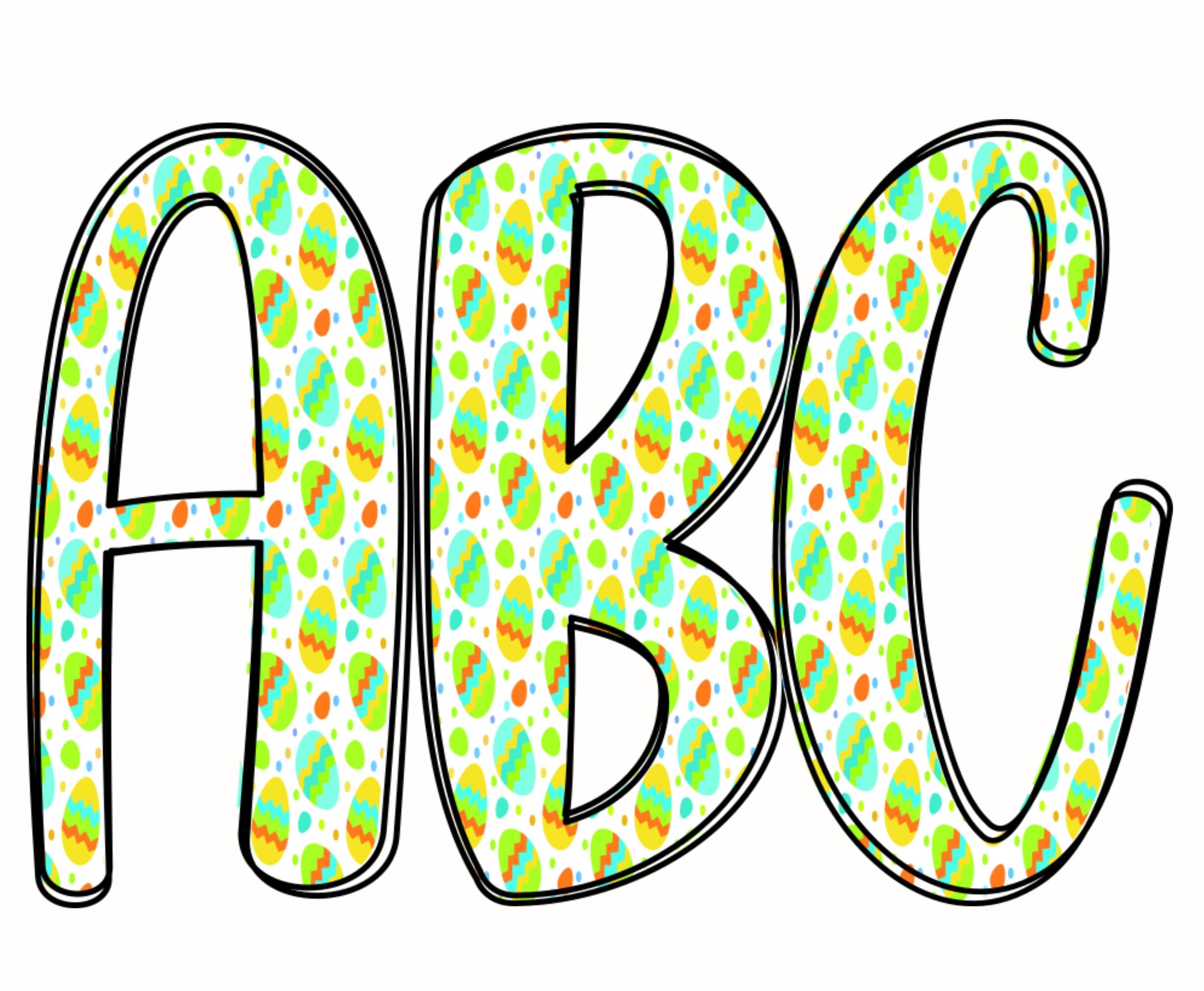 Easter Alphabet Pngs, 5 Colorful Alphabet Letters With Clipart, Cute ...