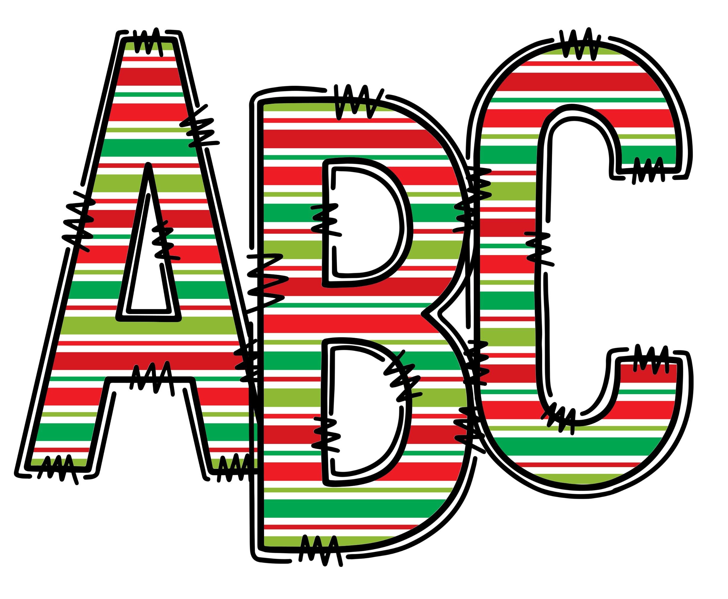 Christmas Doodle Alphabet PNG, Christmas Letters for Sublimation ...