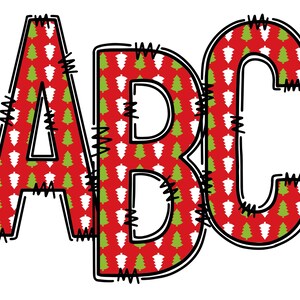 Christmas Doodle Alphabet PNG, Christmas Letters for Sublimation ...