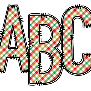 Christmas Doodle Alphabet PNG, Christmas Letters for Sublimation ...