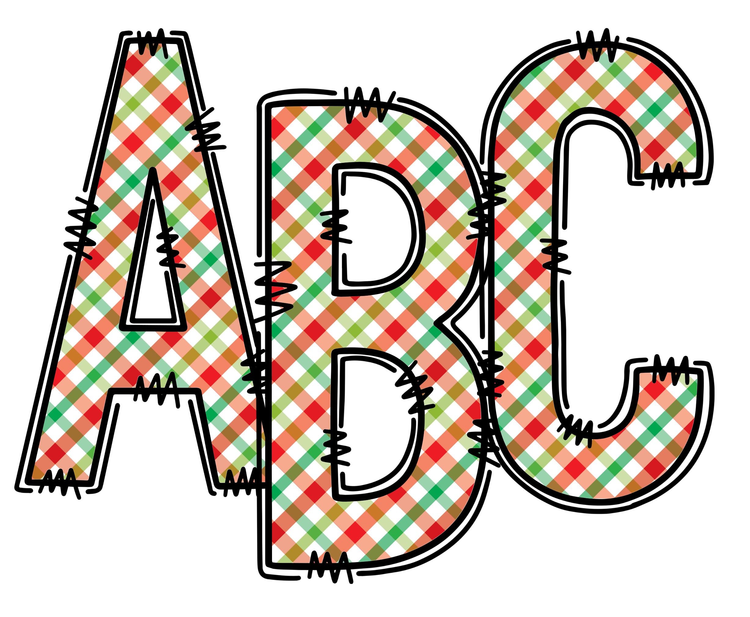 Christmas Doodle Alphabet PNG, Christmas Letters for Sublimation ...