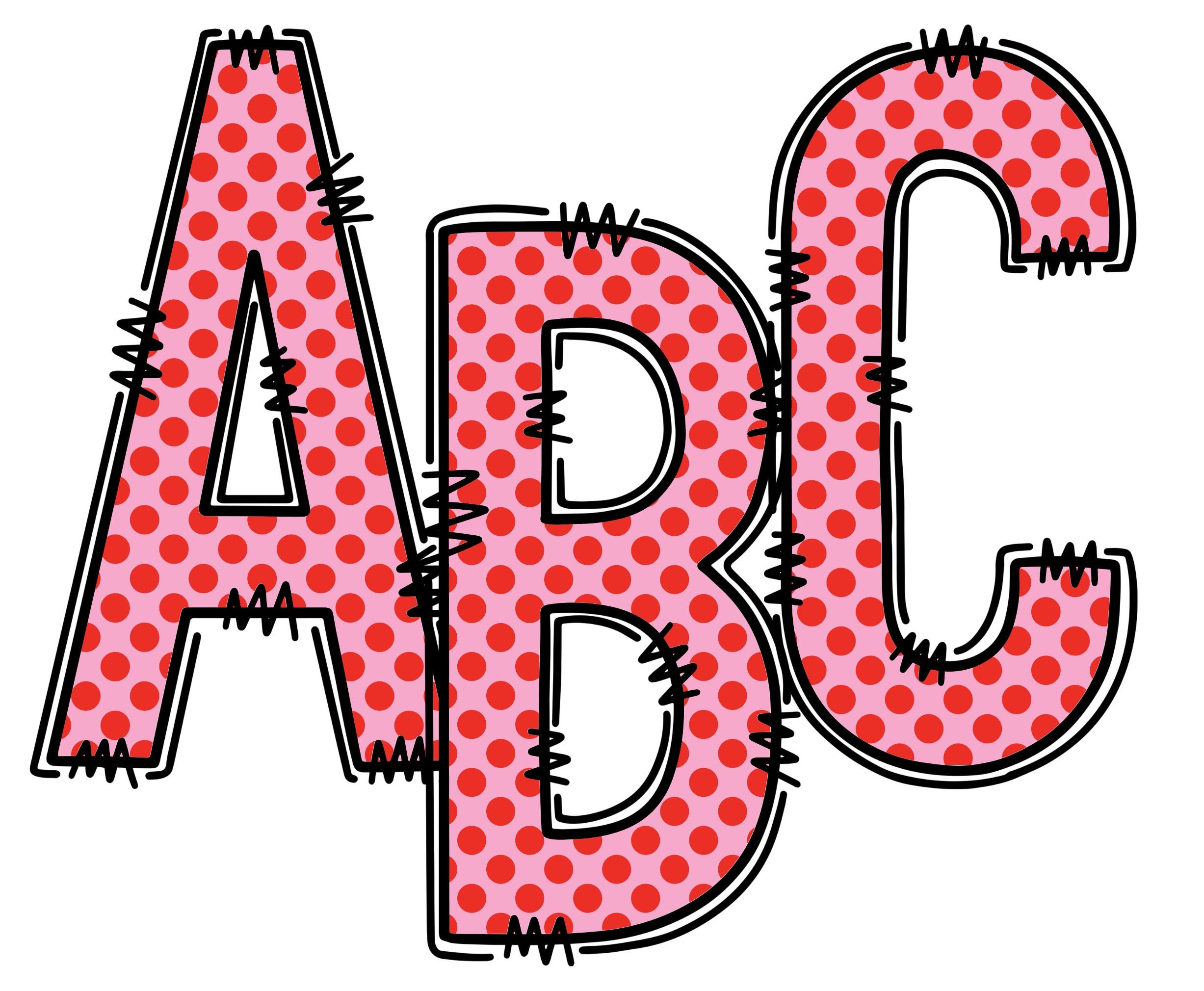 Pink and Red Doodle Alphabet PNG Set, Doodle Letters for Print ...
