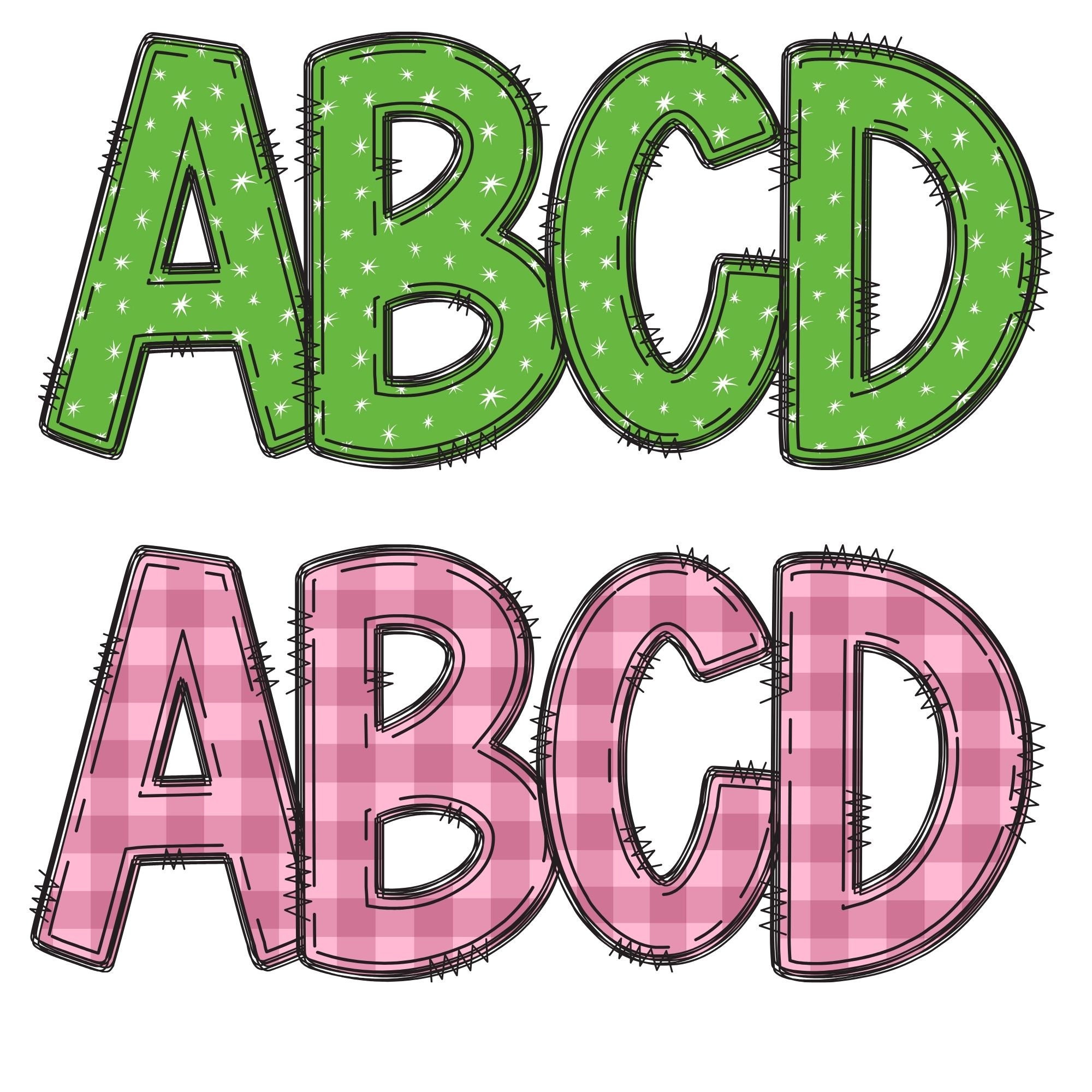 Cactus Doodle Letters, Cactus Alphabet Clipart, Cactus Doodle Alphabet ...