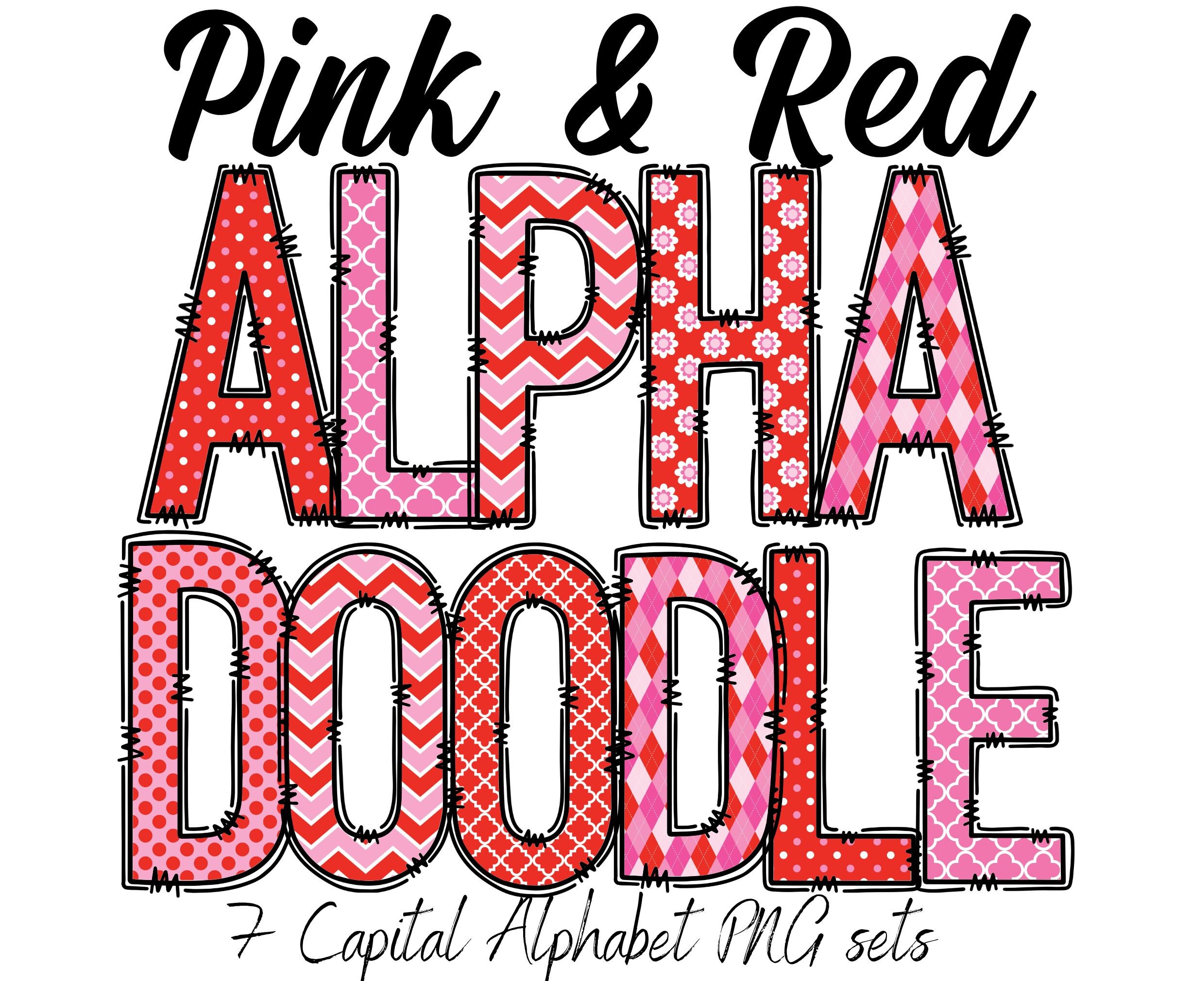 Pink and Red Doodle Alphabet PNG Set, Doodle Letters for Print ...