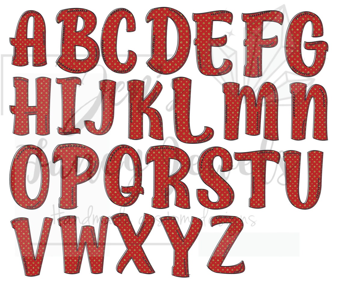 Christmas Glitter Doodle Alphabet PNG, Christmas Letters for ...