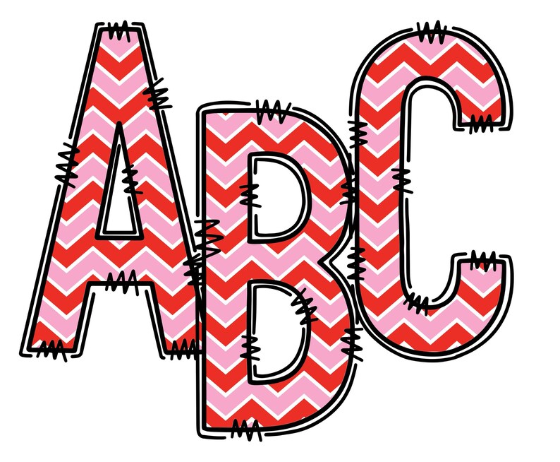 Pink and Red Doodle Alphabet PNG Set, Doodle Letters for Print ...