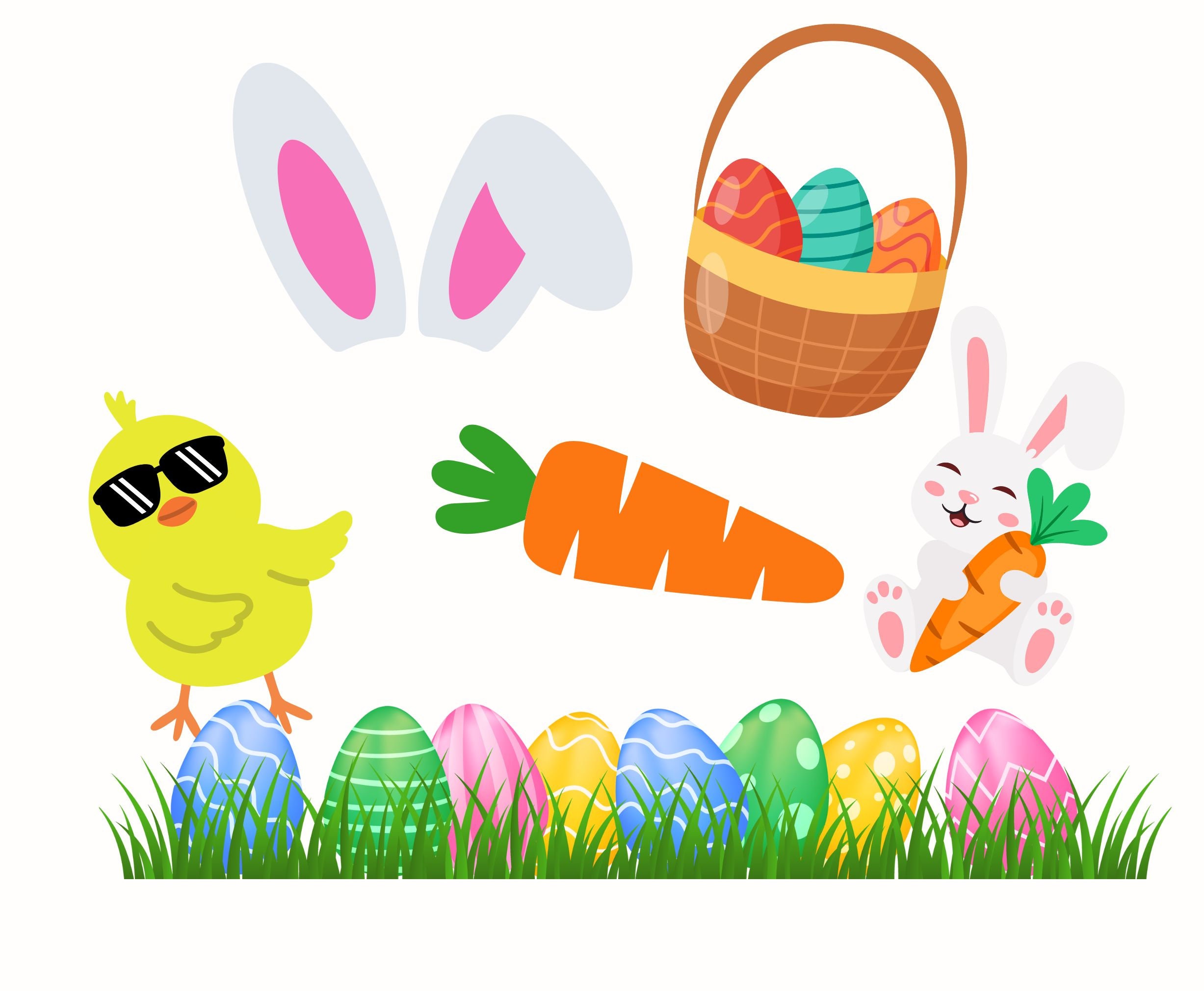 Easter Alphabet Pngs, 5 Colorful Alphabet Letters With Clipart, Cute ...