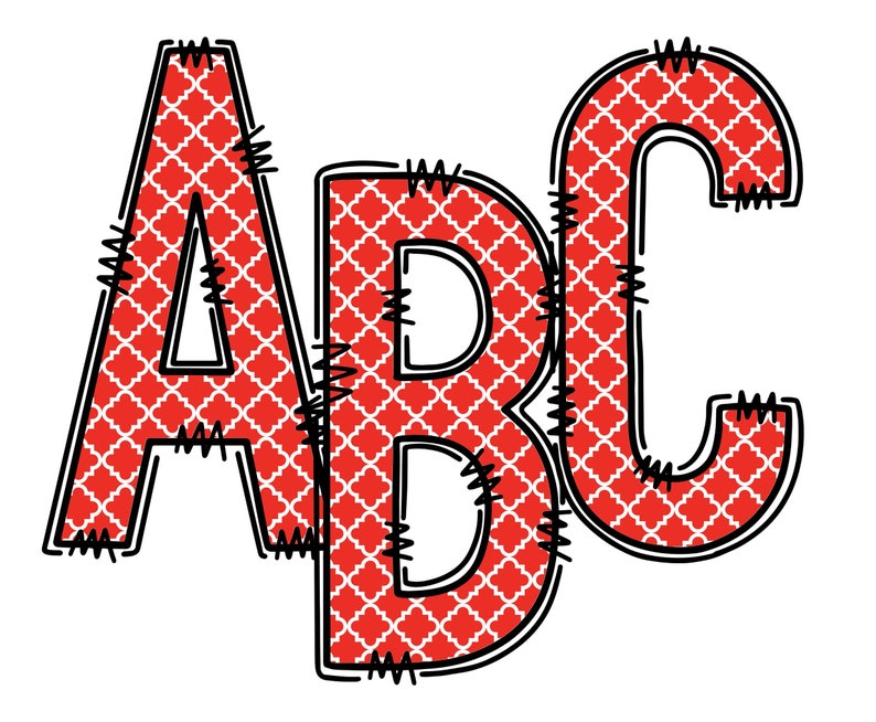 Pink and Red Doodle Alphabet PNG Set, Doodle Letters for Print ...
