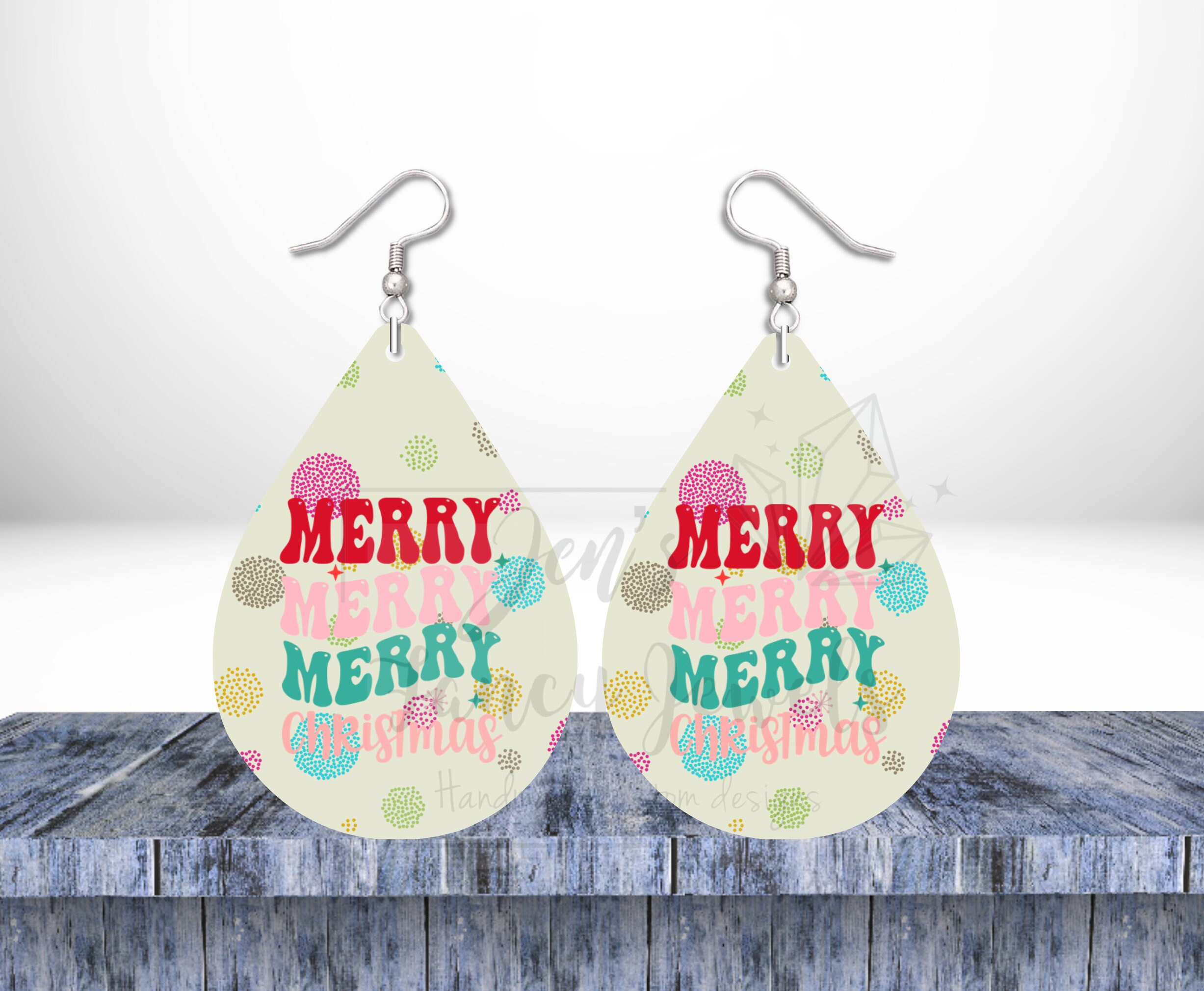 Cute Christmas Teardrop PNG Bundle, DIY Sublimation Earrings, Penguin ...