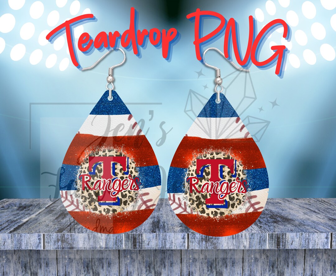 Red, White, Blue Texas Rangers PNG, Baseball Earrings Design, Instant ...
