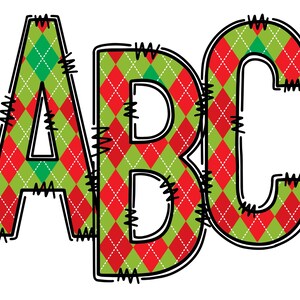 Christmas Doodle Alphabet PNG, Christmas Letters for Sublimation ...