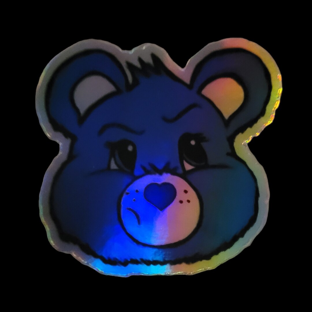 Grumpy Bear Fan Art Holographic Sticker - Etsy