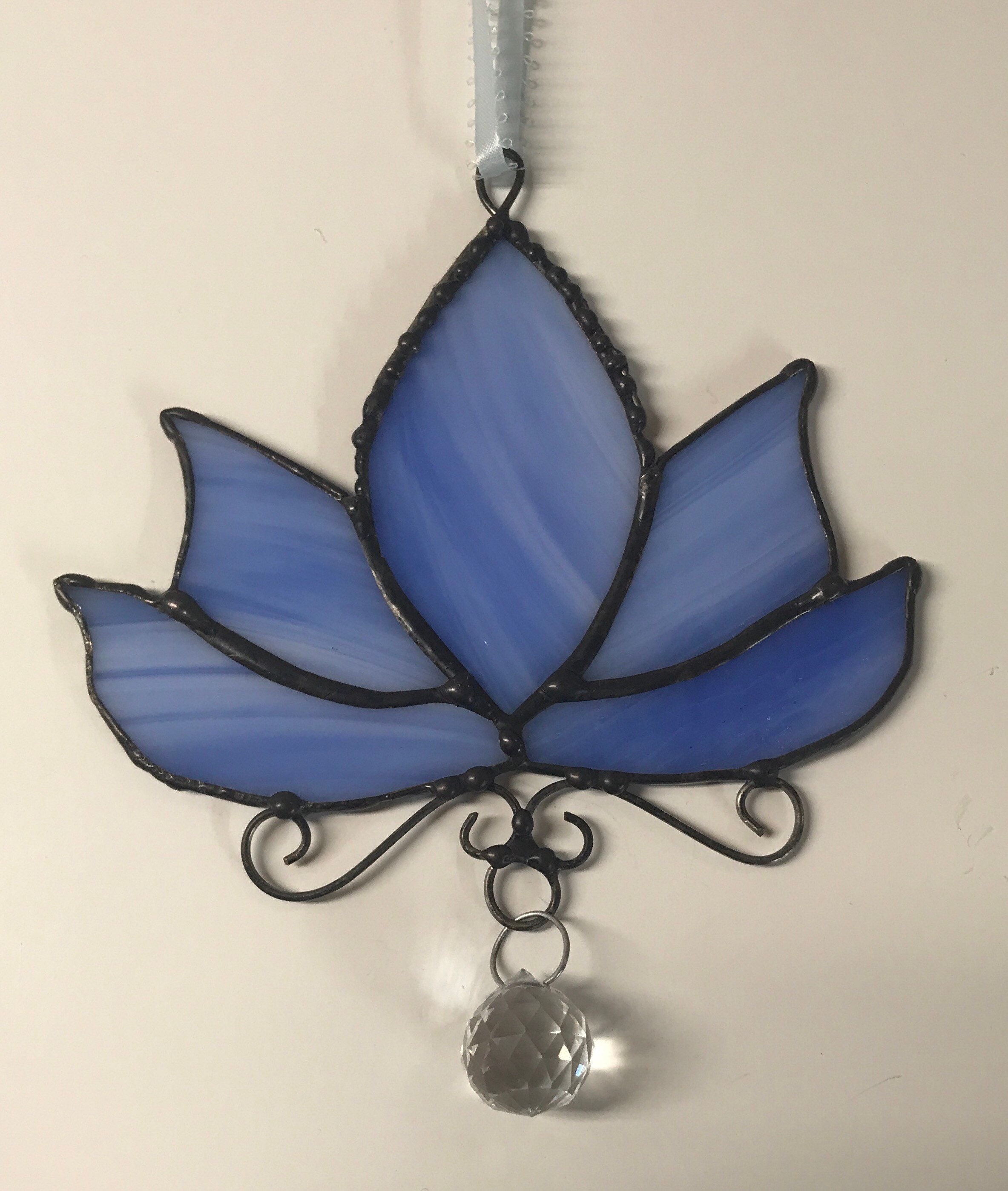 Stained Glass Lotus Flower With Crystal - Etsy