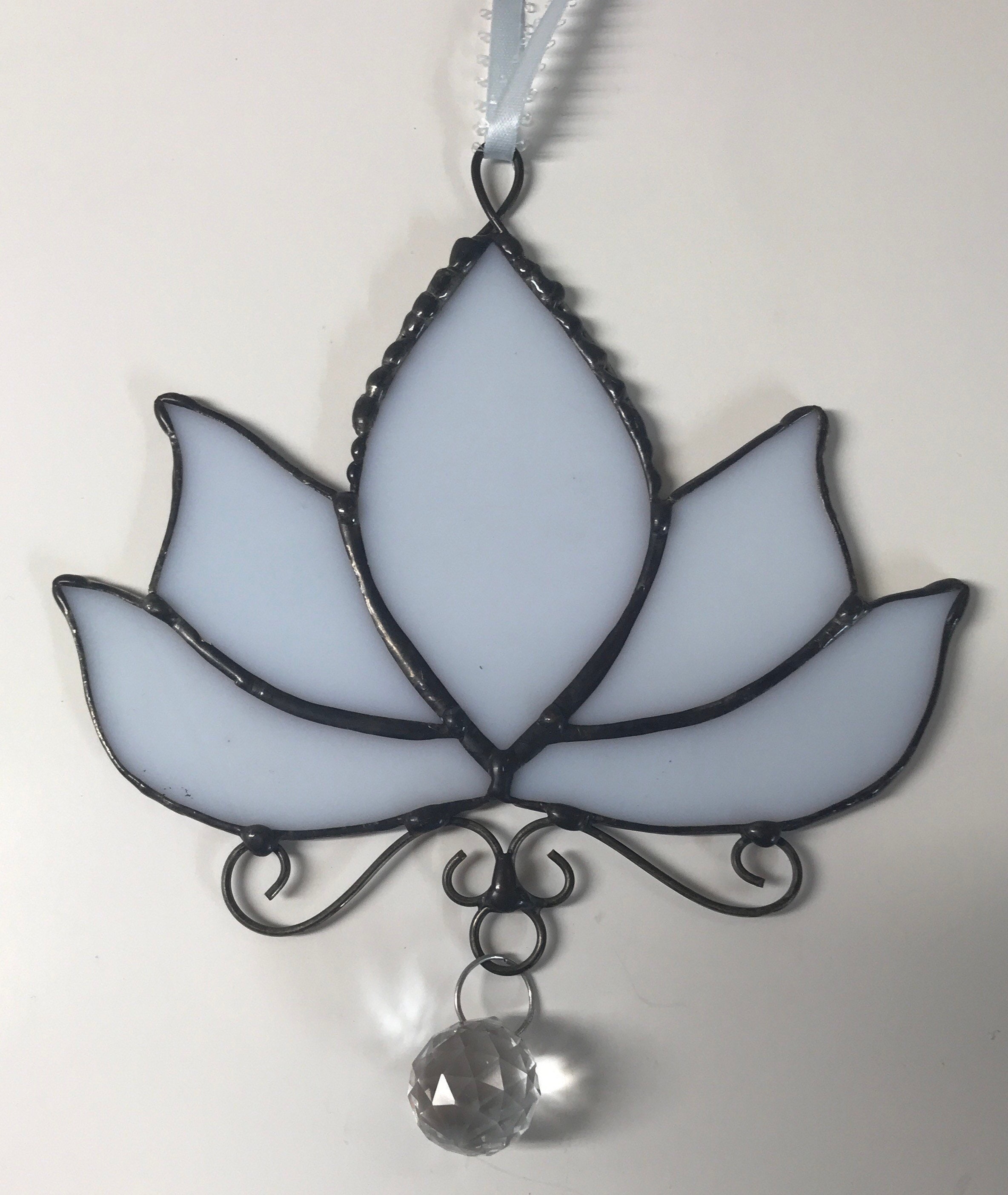 Stained Glass Lotus Flower With Crystal - Etsy