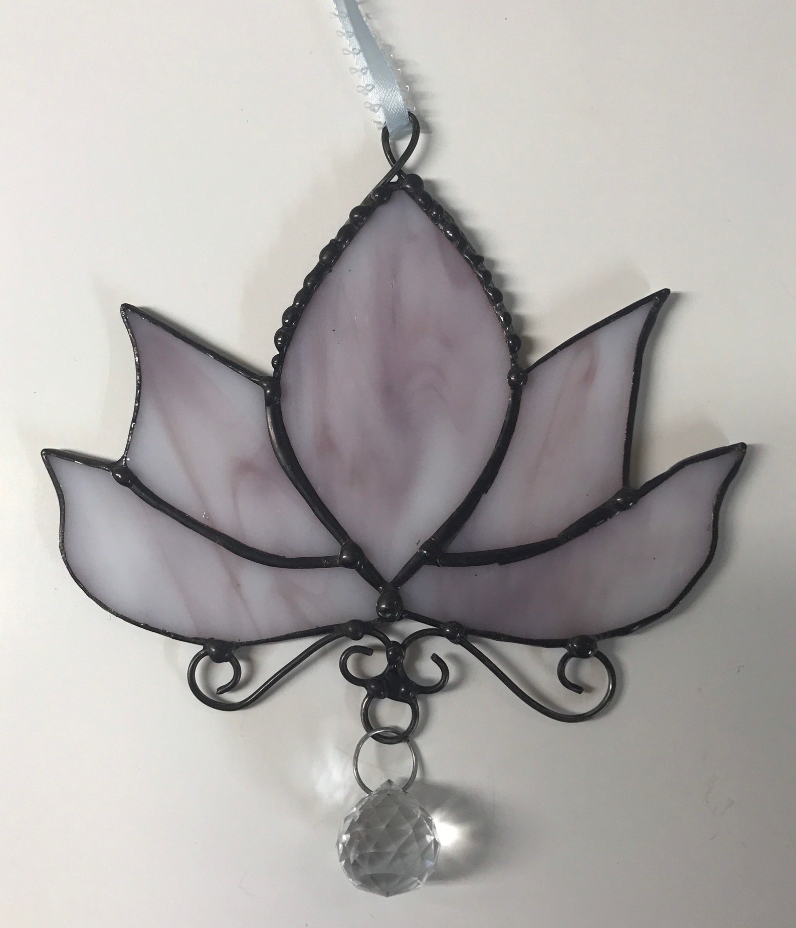 Stained Glass Lotus Flower With Crystal - Etsy