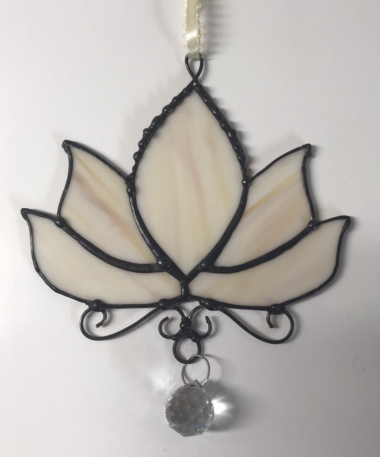 Stained Glass Lotus Flower With Crystal - Etsy