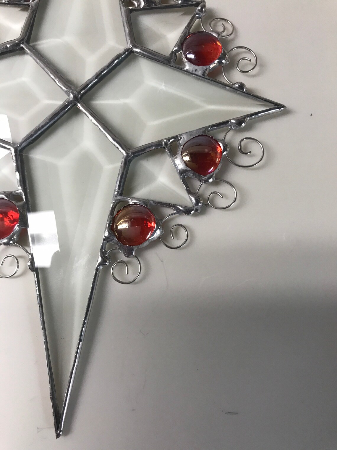 Beveled Star With Glass Beads and Wire Scrolling | Etsy