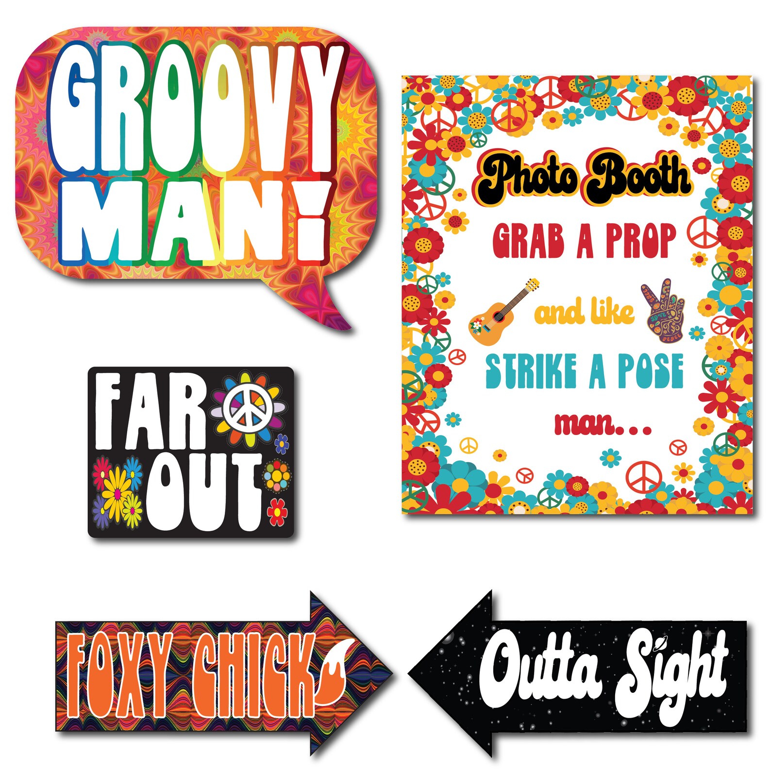 1960s Hippie Throwback Vintage 60s Theme Photo Booth Props - Etsy
