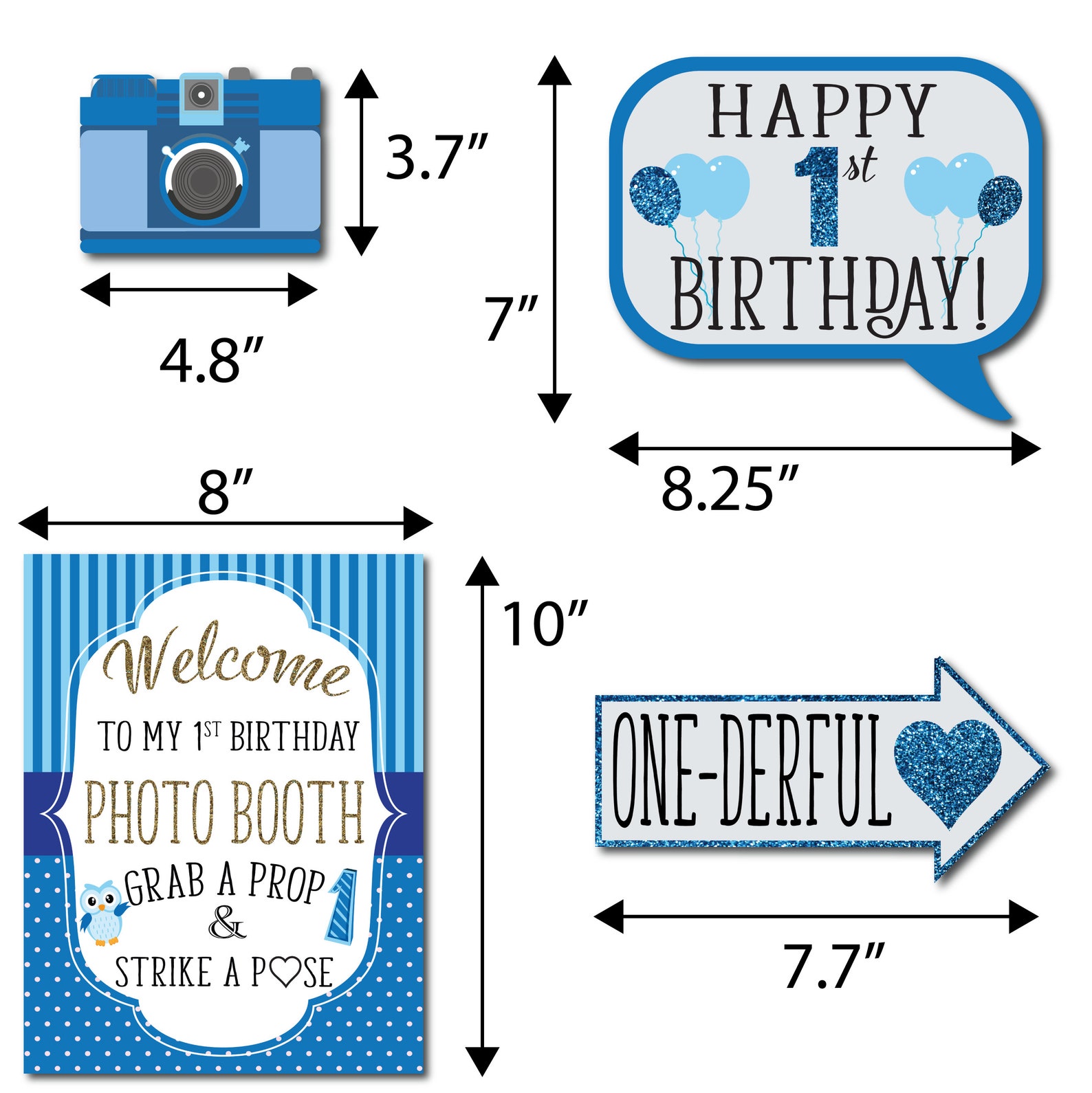 Boy 1st Birthday Photo Booth Props 41 Pieces With Wooden | Etsy