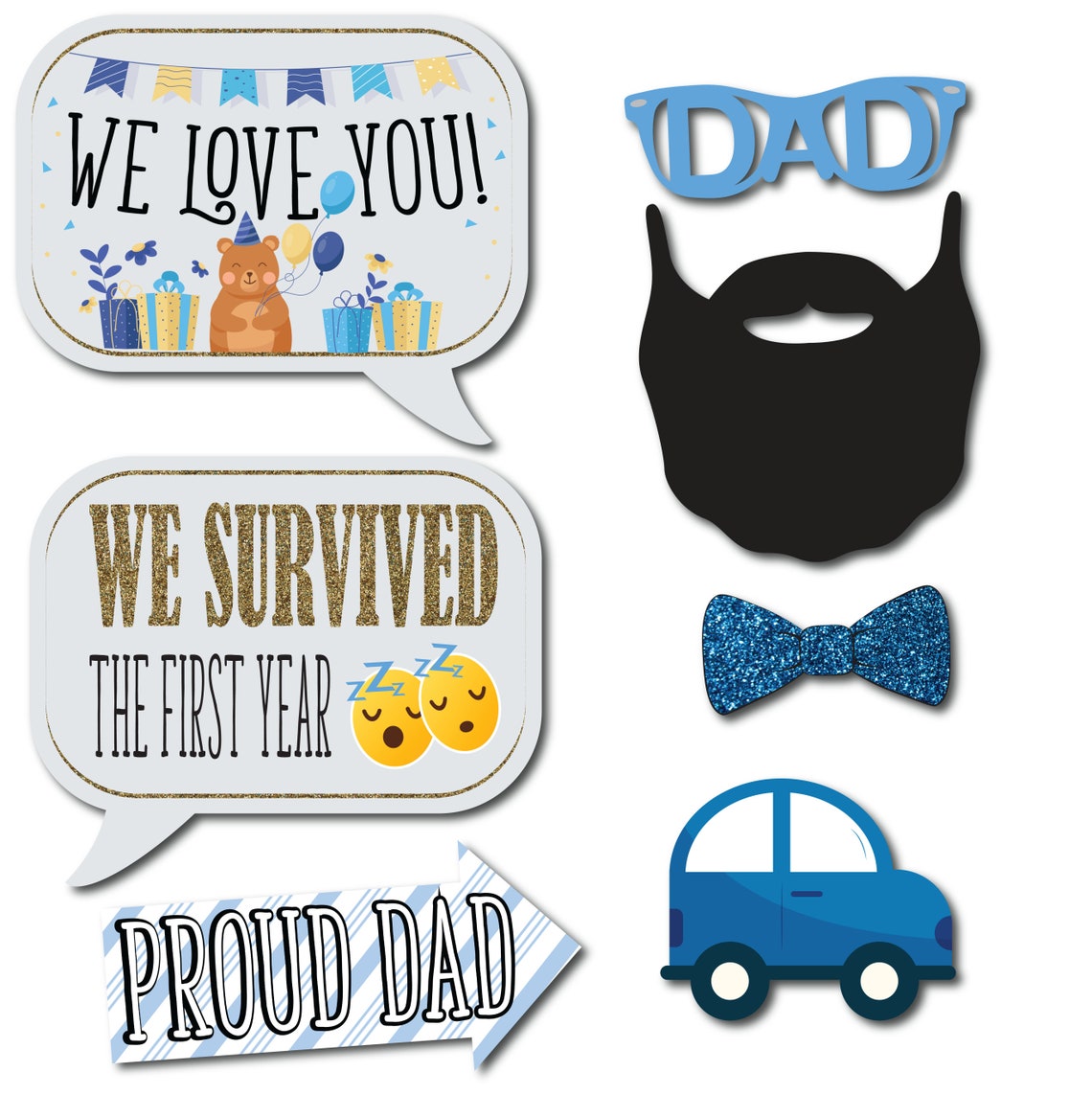 Boy 1st Birthday Photo Booth Props 41 Pieces With Wooden - Etsy