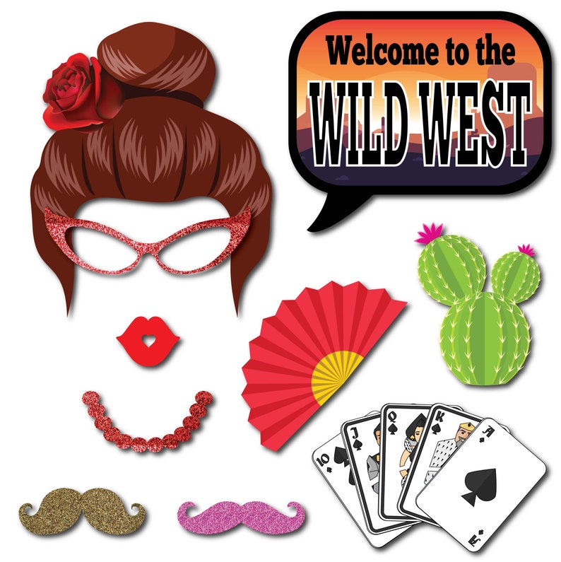 Wild West Cowboy Western Photo Booth Props Party Kit 41 | Etsy