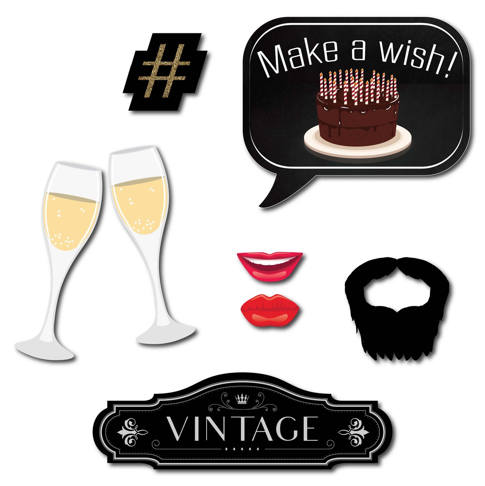 Birthday Photo Booth Props Party Kit 41 Pieces With Wooden - Etsy