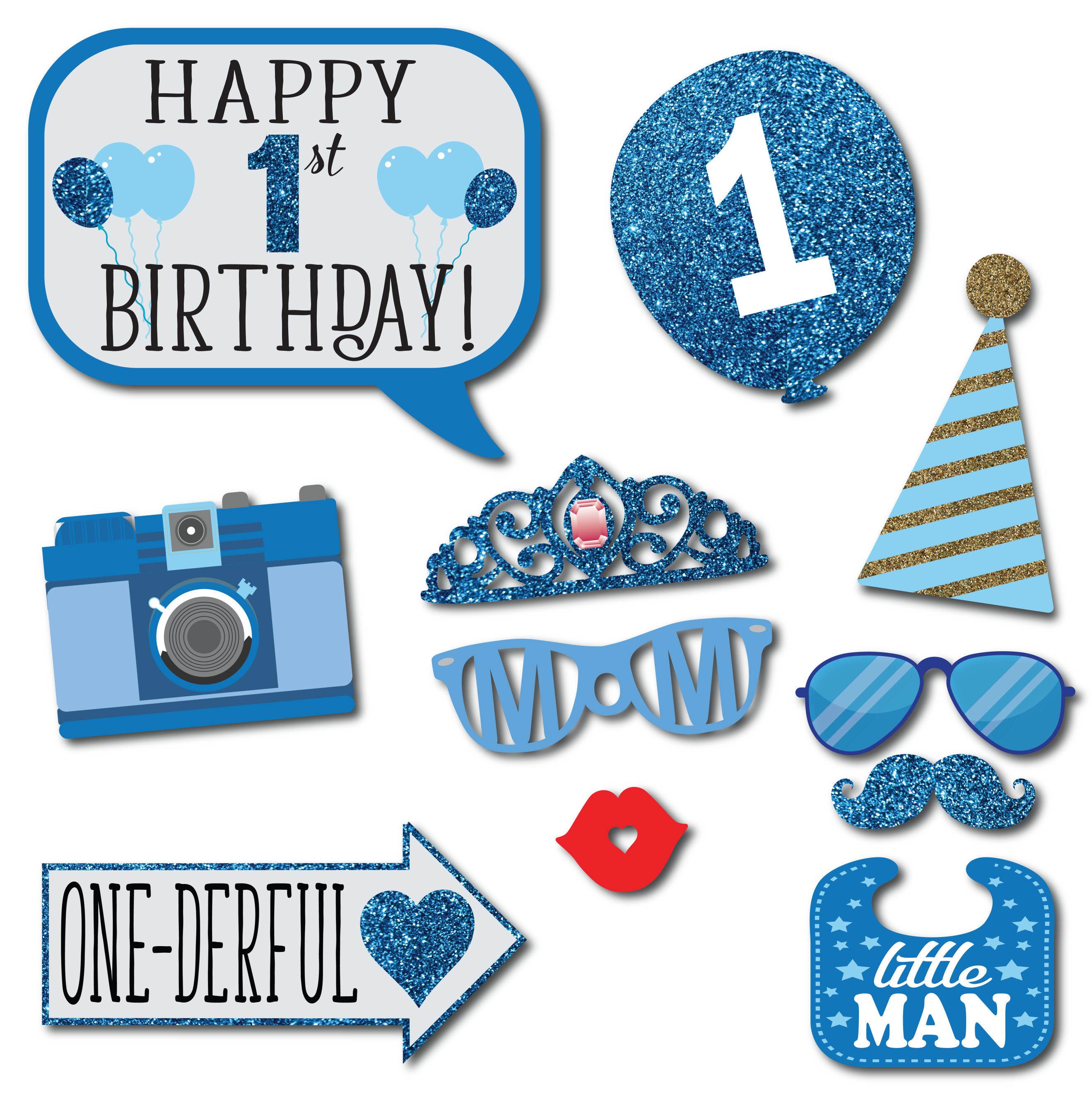 Boy 1st Birthday Photo Booth Props 41 Pieces With Wooden | Etsy