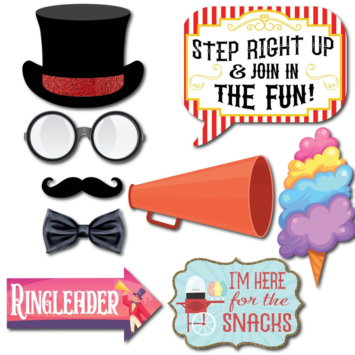 Carnival Photo Booth Props 41 Pieces With Wooden Sticks and - Etsy