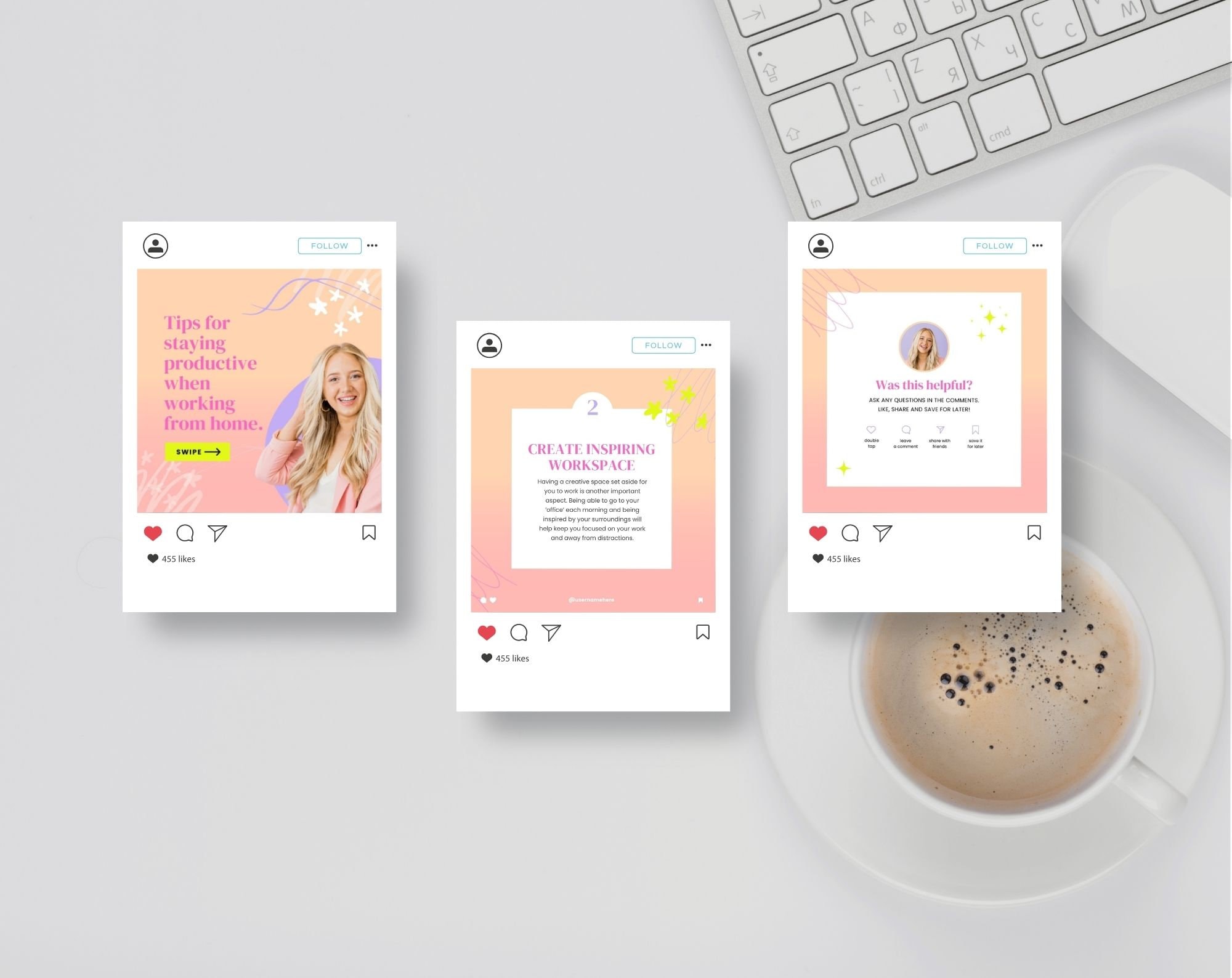 Instagram Carousel, Instagram Template, Seamless Carousel, Coach ...