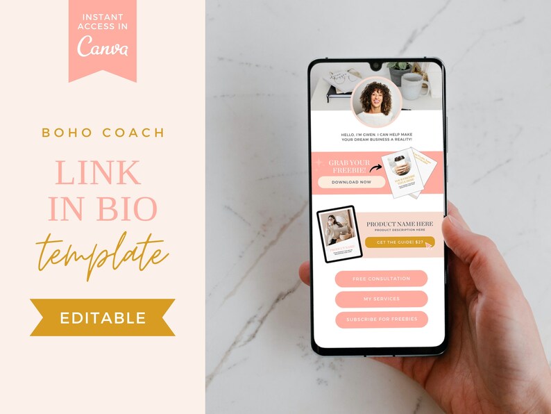 Link in Bio Template Landing Page Instagram Bio Link Canva - Etsy