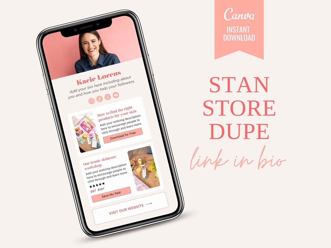 Link in Bio Template, Stan Store Dupe, Link Tree Alternate, Instagram ...