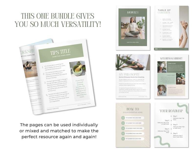 Sage Green Wellness Fitness Ebook Canva Template: Aesthetic Workout ...