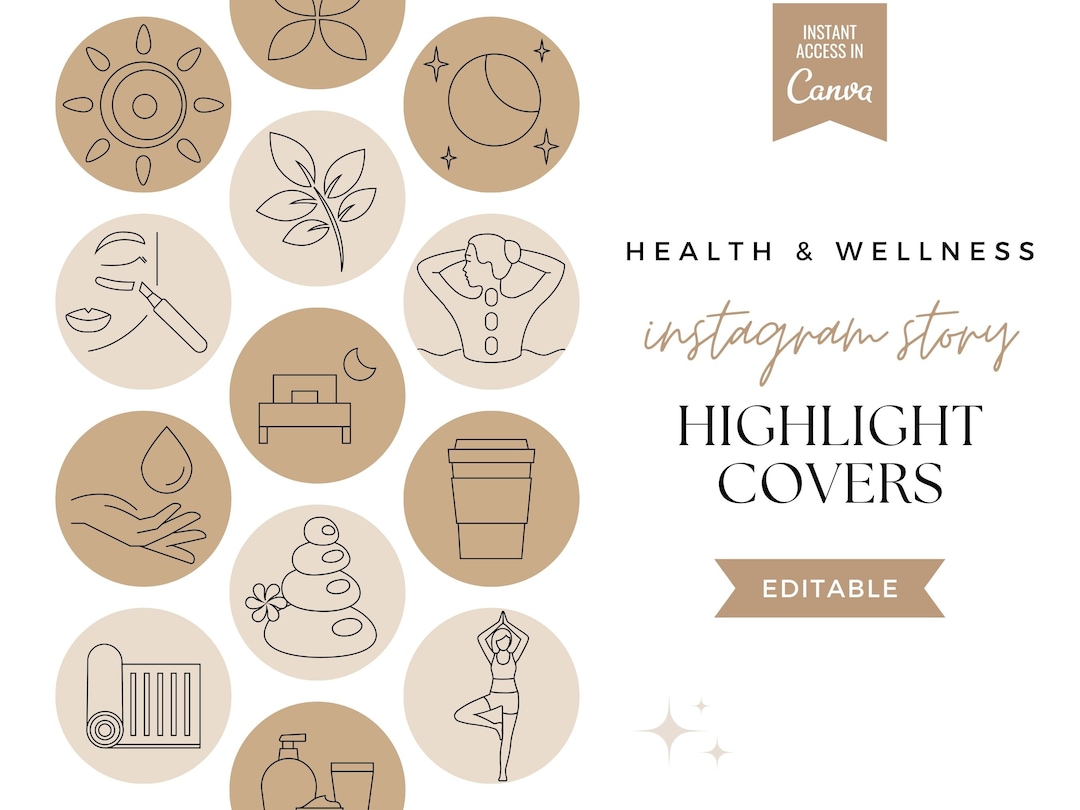 Health & Wellness Instagram Highlight Covers: Editable Canva Template ...