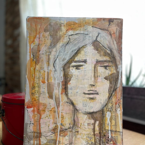 Mixed Media Portrait - Etsy