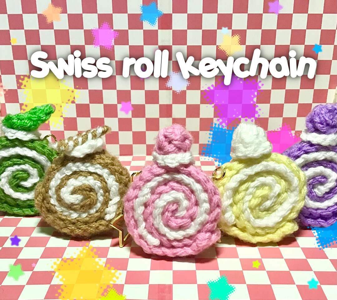 Crochet Swiss Roll Keychain: Amigurumi Plush Charm - Etsy