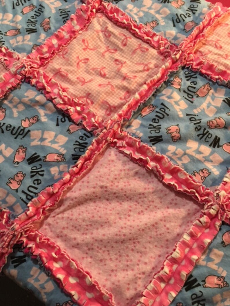 Handmade Rag Patchwork Quilt for Breast Cancer Awareness, 51 X 51 by ...