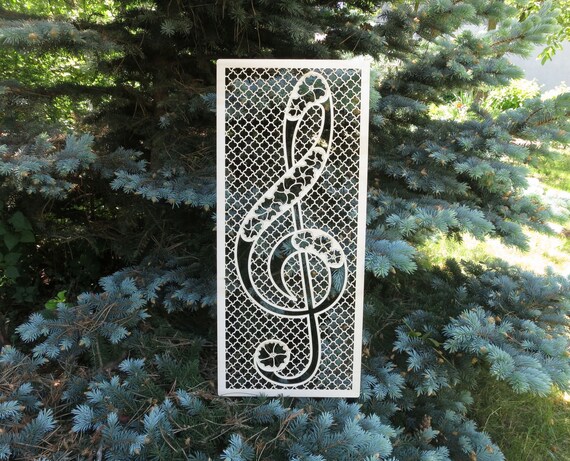 Treble Clef and Flowers Wooden Panel Filigree Openwork Wall | Etsy
