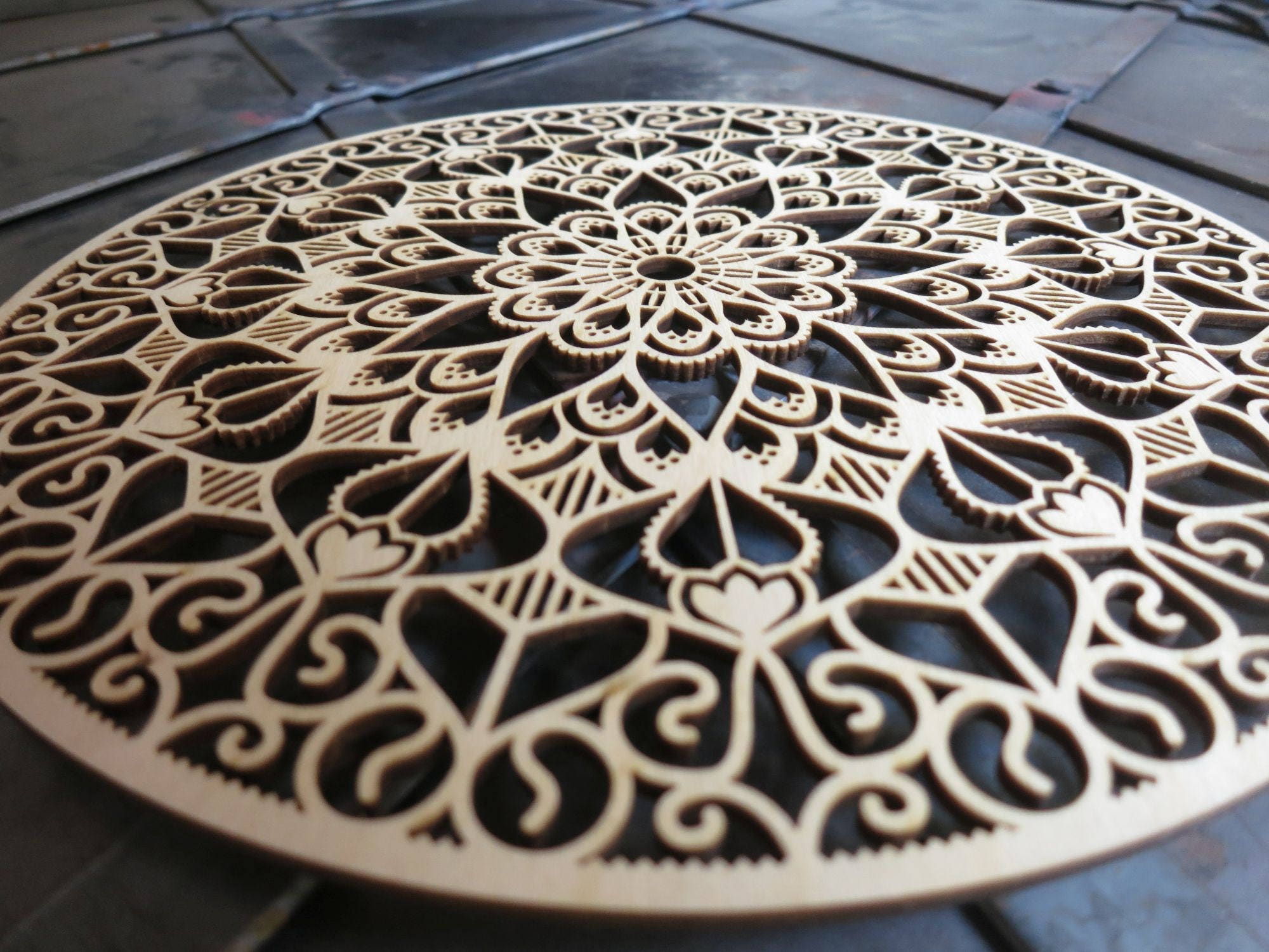 Crocuses Flower Wooden Mandala Ornament Natural Rosette Wall | Etsy