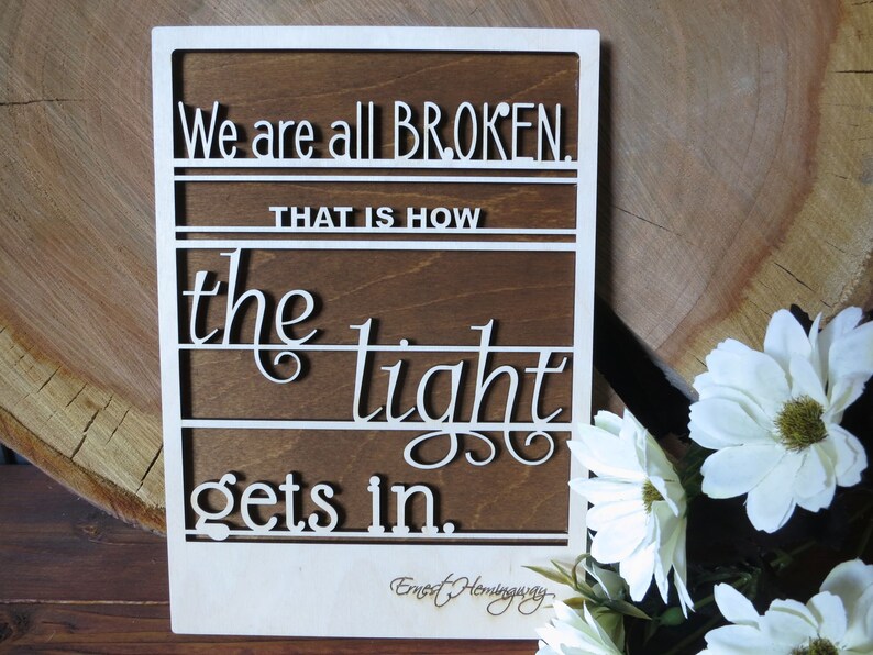 Wooden Hemingway Sentence Wood Board Quote 3d Natural Birch - Etsy