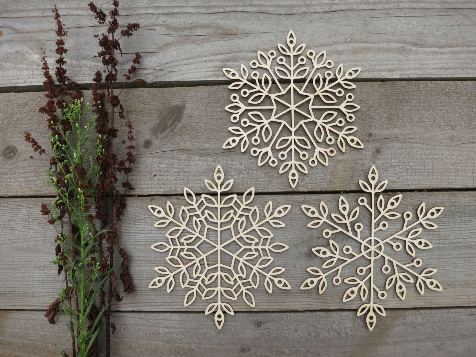 Lace Wooden Snowflakes Filigree Wood Table Ornaments Winter - Etsy