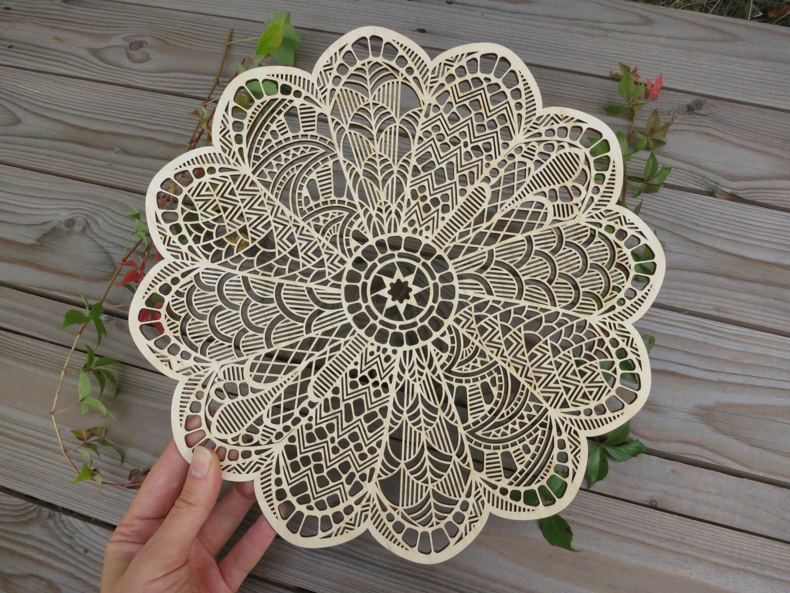 Zentangle Wooden Mandala Flower: Filigree Rosette Trivet, Wall Art - Etsy
