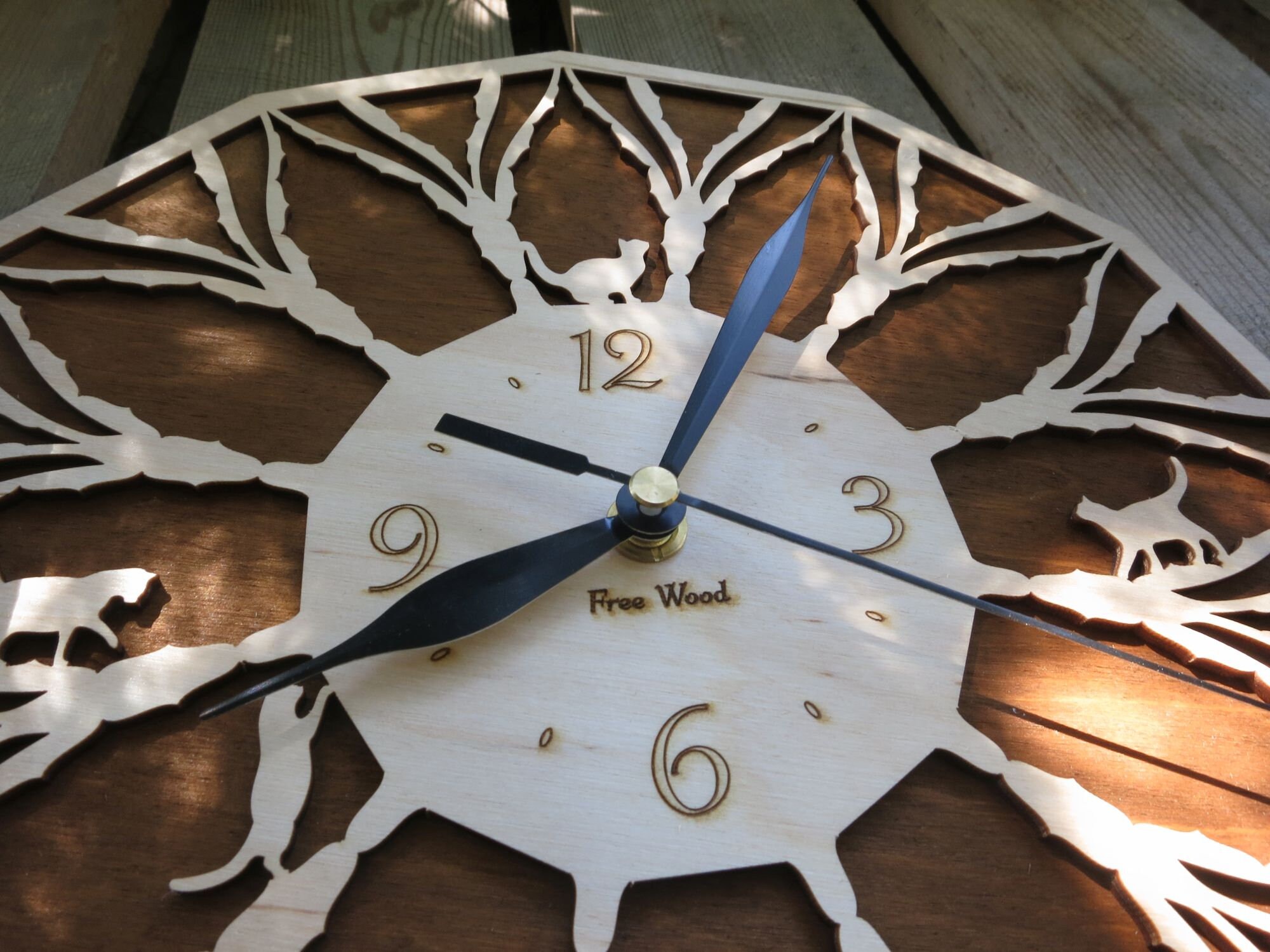 Playing Cats Wooden Wall Clock Art 27cm Double Layered Silent | Etsy