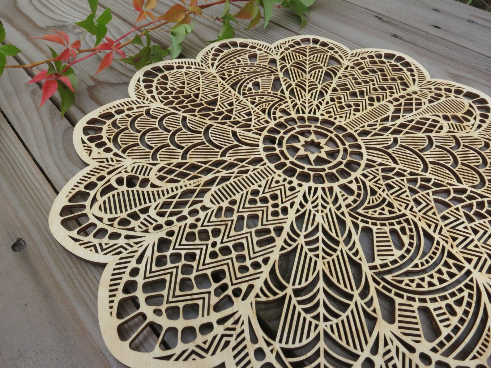 Zentangle Wooden Mandala Flower: Filigree Rosette Trivet, Wall Art - Etsy