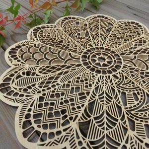 Zentangle Wooden Mandala Flower: Filigree Rosette Trivet, Wall Art - Etsy