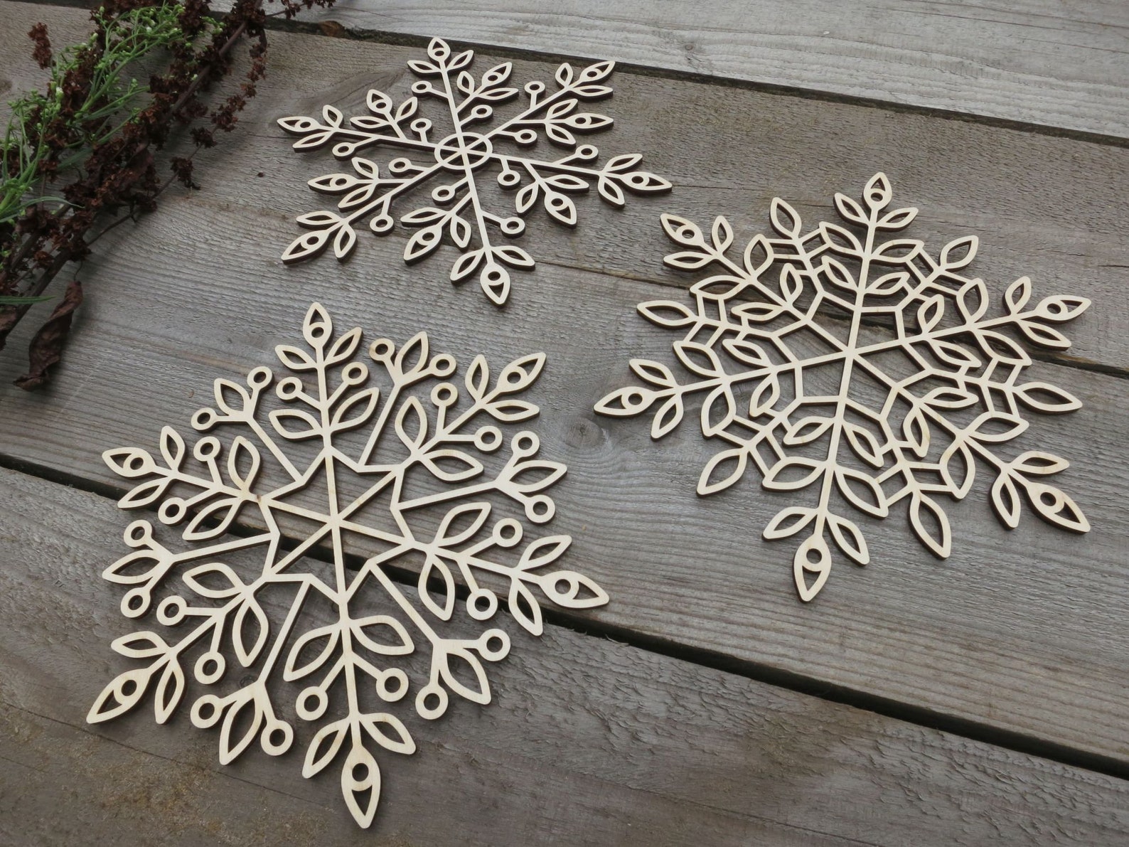 Lace Wooden Snowflakes Filigree Wood Table Ornaments Winter - Etsy