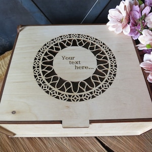 Custom Text Wooden Box, Present Gift Box With Your Inscription ...